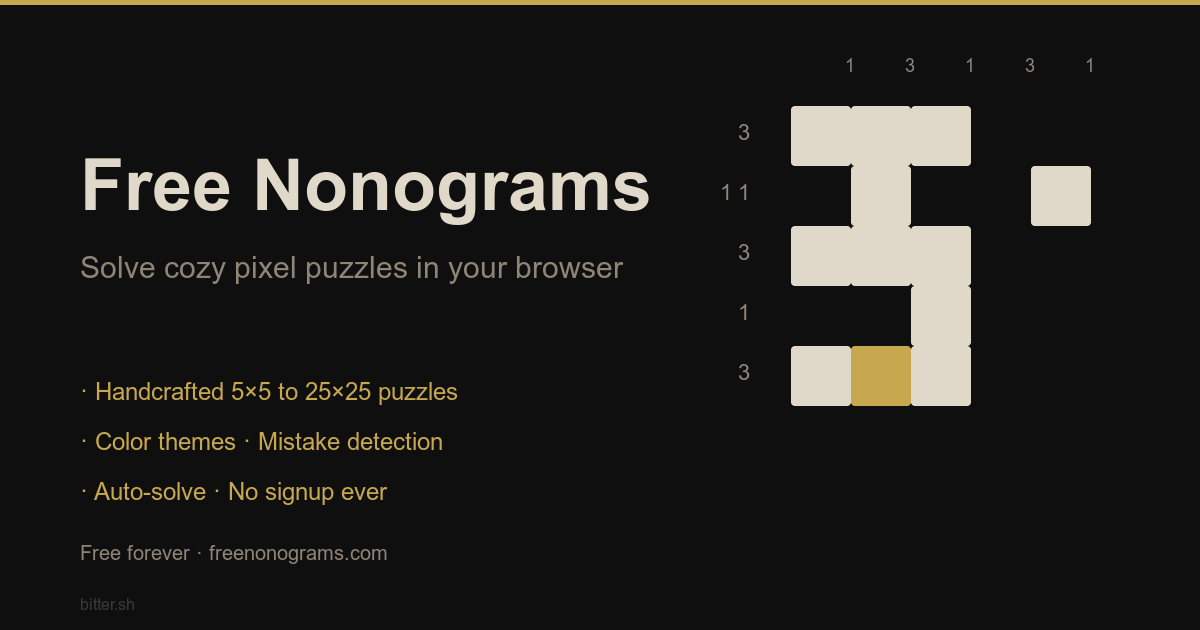 Free Nonograms Online — Play Picross Puzzles, No Account Needed